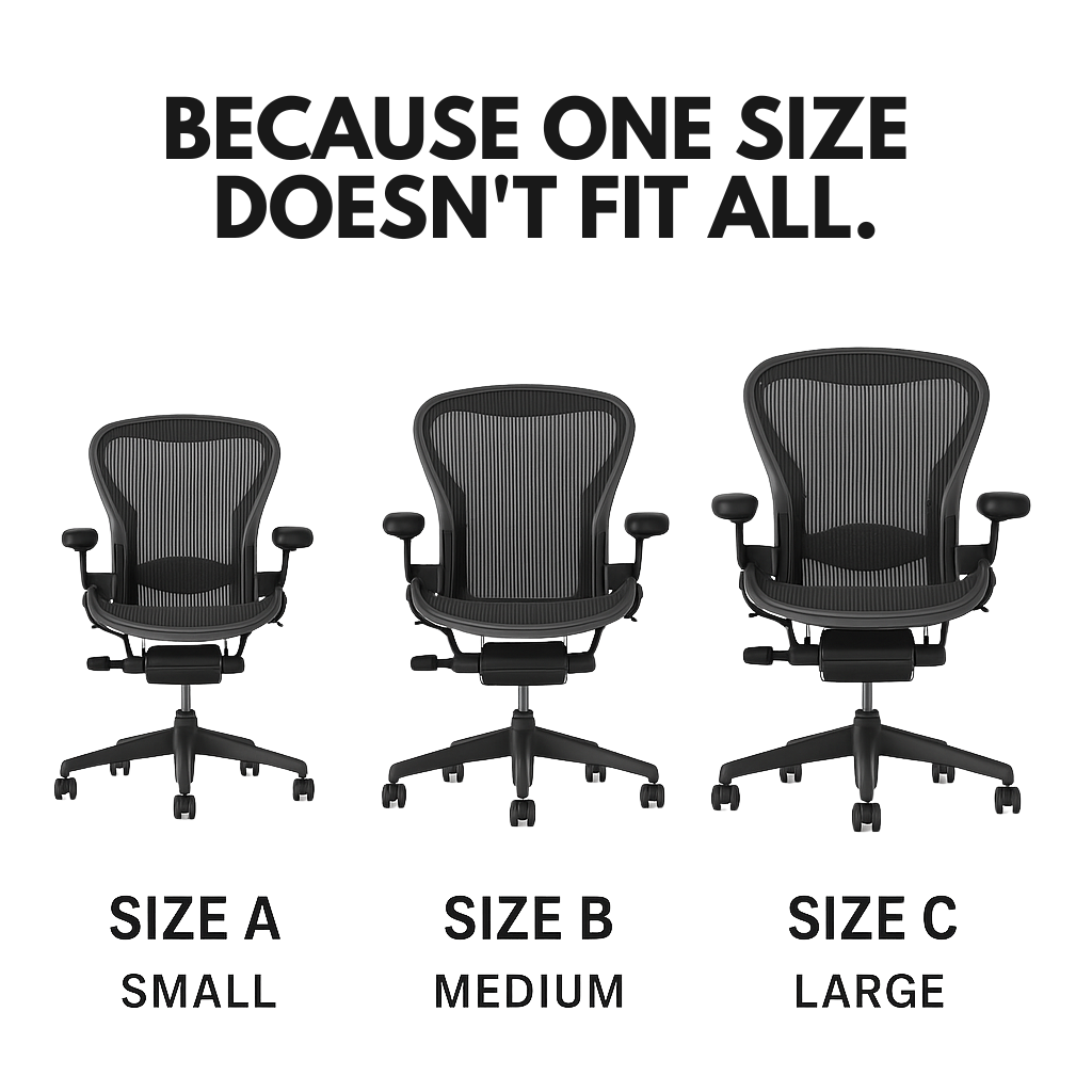 Aeron Chair Sizes: A, B, and C - Sit Here Now
